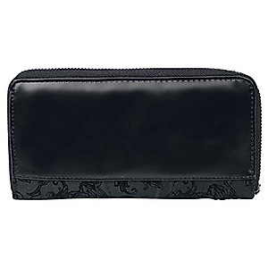 Lost Queen Victorian Gothic Princess Velvet Skull Flocked with Bows Zip Around Wallet