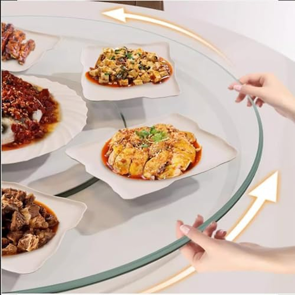 EMENAR Round Glass Lazy Susan Tabletop Rotating Serving Tray Heavy Duty Dining Table Turntable Transparent Serving Plate 20in-40in (Size : 100cm(40inch))