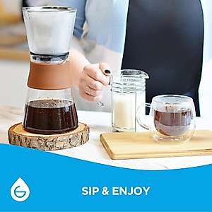 GROSCHE Amsterdam Glass Pour Over Coffee Maker - Single Cup Manual Dripper Brewer w/Removable Glass Top & Permanent Stainless Steel Filter - 27.6 fl oz - Ideal for Home, Camping, & On-the-Go Brewing