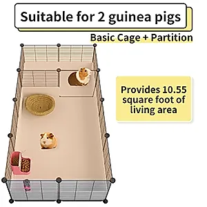 Oneluck Large Guinea Pig Cages 10.54 Square feet Habitats for 2 Pets,Indoor DIY Accessories,with Waterproof Plastic Bottom,Playpen for Small Pet Bunny, Turtle, Hamster,Hedgehog
