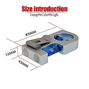 XMLEI Convenient to carry Solid aluminum alloy Mini level ruler portable mini level bubble meter with magnetic function TV stand installation (Silver blue), g1507
