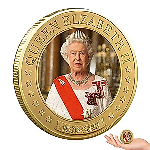 Naysku Queen Elizabeth II Commemorative, 1926-2022 Queen of England Collection Souvenir Coin, Uncirculated Coin in Memory of Her Majesty of The United Kingdom Souvenir Memorabilia Souvenir Gifts