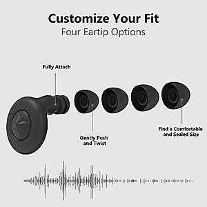 Silicone Ear Plugs for Noise Reduction 2 Pairs 30dB Highest NRR Ultra Soft Reusable Ear Plugs for Sleeping Noise Cancelling for Work, Travel, Shooting, Sleep Snoring, 8 Ear Tips in XS/S/M/L, Black……