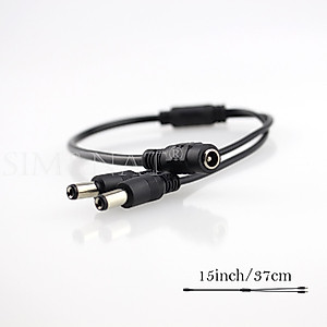 SIM&NAT 1 Female to 2 Male 5.5mm x 2.1mm DC Power Supply Splitter Cord, Y Splitter Adapter Wire, Y-Cable for Security CCTV Parking Camera, LED Strip Light, Pack of 2