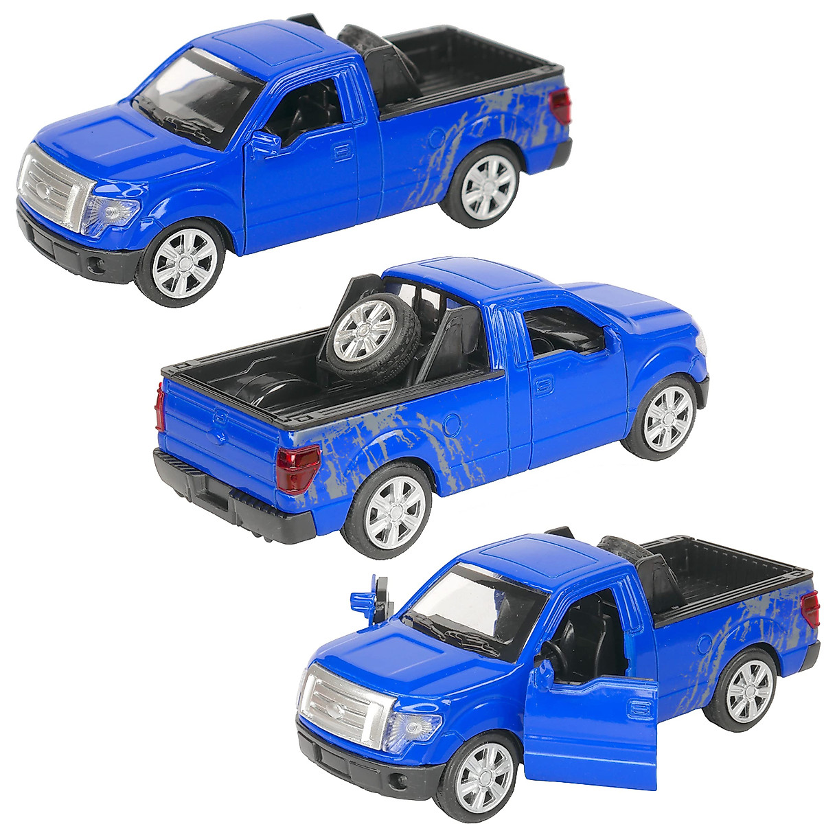 4 Pack Pickup Trucks - Red Blue White Black