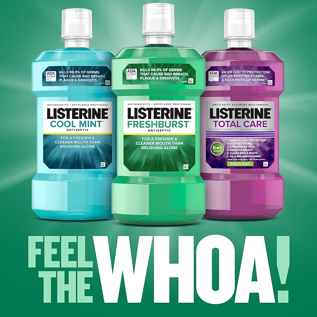 Listerine Freshburst Antiseptic Mouthwash for Bad Breath, Kills 99% of Germs That Cause Bad Breath & Fight Plaque & Gingivitis, ADA Accepted Mouthwash, Spearmint, 8.5 Fl. Oz (250 mL)