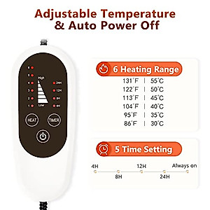 GASUR Heated Cat Bed, Waterproof Electric Pet Heating Pad for Dogs Cats with Timer, Dog Cat Bed for Winter with Temperature Adjustable,Auto Power-Off,Anti-bite Heated Pet Bed Indoor for Whelping Box