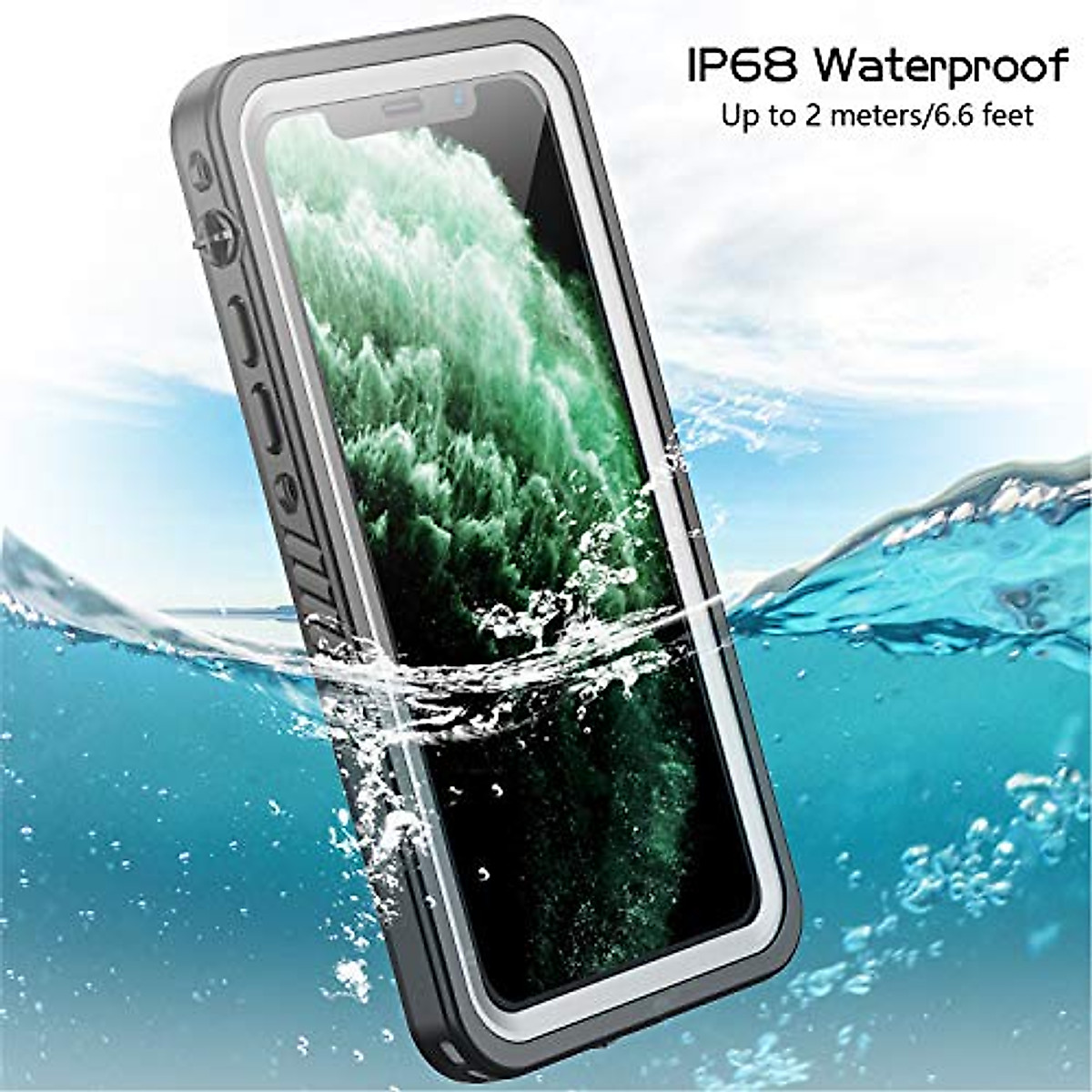 VAPESOON Compatible with iPhone 11 Waterproof Case, Built-in Screen Protector Full-Body Rugged Bumper Sealed Cover Shockproof Dustproof Waterproof Case for iPhone 11 6.1 inch (Black/Clear)