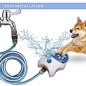 EverBrit Outdoor Dog Water Fountain Step On Water Dispenser Garden Dog Cooling Tool with 2 Nozzles, Always Fresh Water, Sturdy and Easy to Use