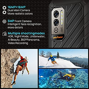 Ulefone Rugged Smartphone Android 13, Armor X11 8150mAh 8GB+32GB/256GB SD Mobile Phones, 16MP Underwater Camera 5.45" HD+ IP68/IP69K Waterproof 4G Dual SIM Unlocked Rugged Phone, Face ID/NFC/OTG/GPS