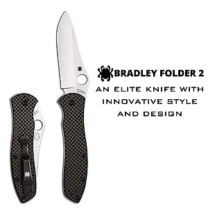 Spyderco Bradley Folder 2 Specialty Knife with 3.66" CPM M4 Premium Steel Blade and Black Carbon Fiber Laminate Handle - PlainEdge - C134CFP2