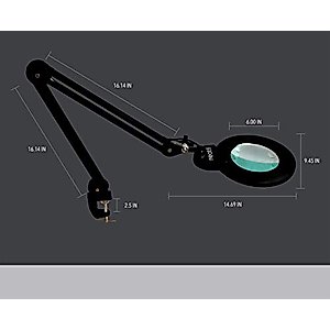 Neatfi (New Model XL Bifocals 1,200 Lumens Super LED Magnifying Lamp with Clamp, 6 Inches Lens, 4 Level Brightness, Correlated Color Temperature Control, 12W, 120 Pcs SMD LED (Black)