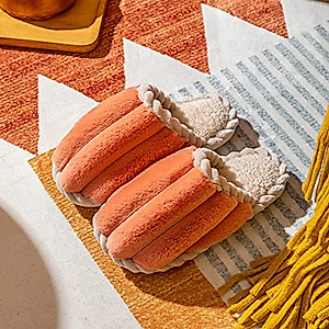 Cotton Shoes Slippers Women's Warm Solid Color Stripes Couple Home Style Plush Vertical Slippers Women Crystal