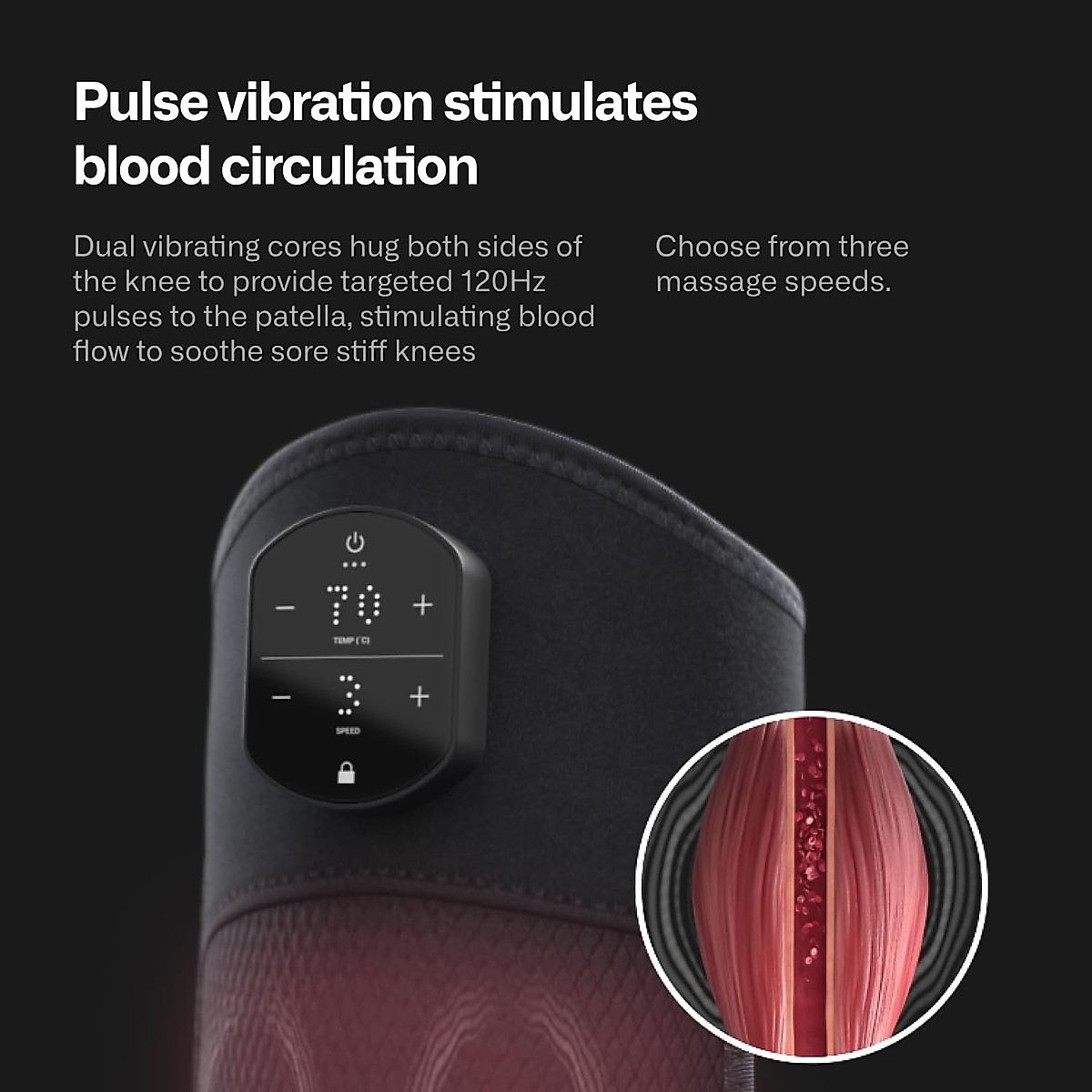 HYDRAGUN HeatPulse Knee Massager with Heat and Compression - Knee Pain Relief Products for Arthritis - Heated Knee Massager for Pain Relief Deep Tissue - Versatile Leg, Calf, Shoulder, Elbow Massager