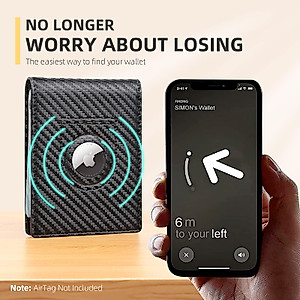 RUNBOX AirTag-Wallet-Mens-Slim-RFID Blocking Wallets Leather with Bill Compartment Air Tag Bifold Card Holder Wallet Gifts for Men Dad