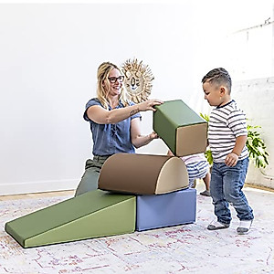 ECR4Kids SoftZone Climb and Crawl Playset, Building Blocks, Earthtone, 5-Piece