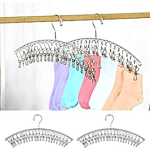 Stainless Steel Clothes Drying Rack, Laundry Clothes Hanger with 20 Clips for Drying Socks,Diapers,Bras,Baby Clothes,Towels,Underwears Set of 3