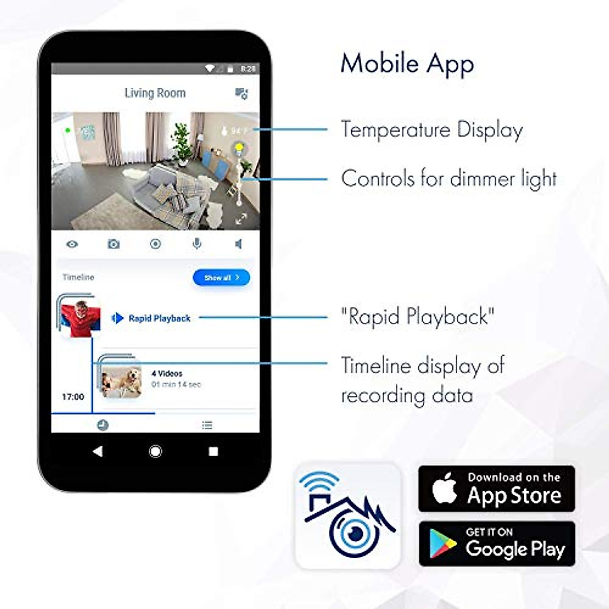 Panasonic HomeHawk FLOOR Home Monitoring HD Camera for Senior Care, Motion Detection Night Light, 2-way Talk, 24/7 Live View + Secure Recording, Alexa Compatible - KX-HNC850 (Black Satin)
