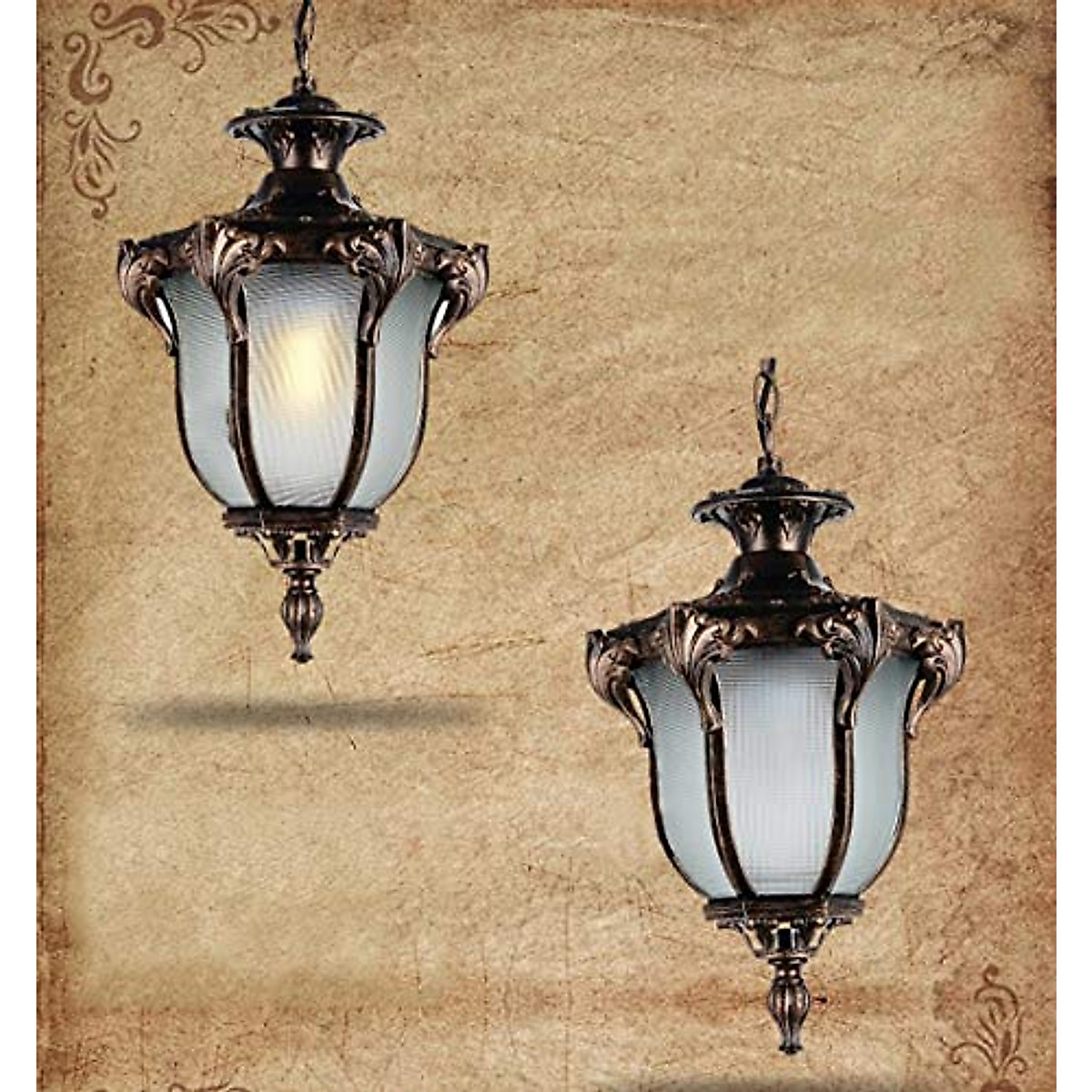 TJZY Novely Chandeliers-Chandelier+Pendant Light Allay Lamp Body Glass Lampshade Outdoor Waterproof for Balcony Hallway Courtyard Garden E27, Creative Decorative Lighting / 24.5 cm40 cm