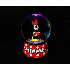 Disney Minnie Mouse Light-Up Snow Globe with Swirling Glitter Display Piece Decoration | Home Decor for Kids Room Essentials | Precious Keepsake, Cute Novelty Gifts and Collectibles | 6 Inches Tall