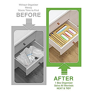 Bamboo Ziplock Bag Storage Organizer, 6 In 1 Foil and Plastic Wrap Organizer for Kitchen Drawer, Uamector  Aluminum Foil Dispenser with Cutter, Compatible within 12" Roll 