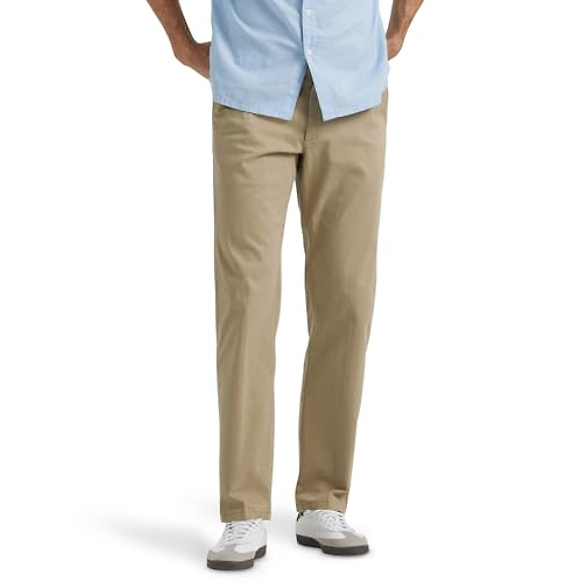 Lee Men's Extreme Motion Flat Front Regular Straight Pant Original Khaki 34W x 30L