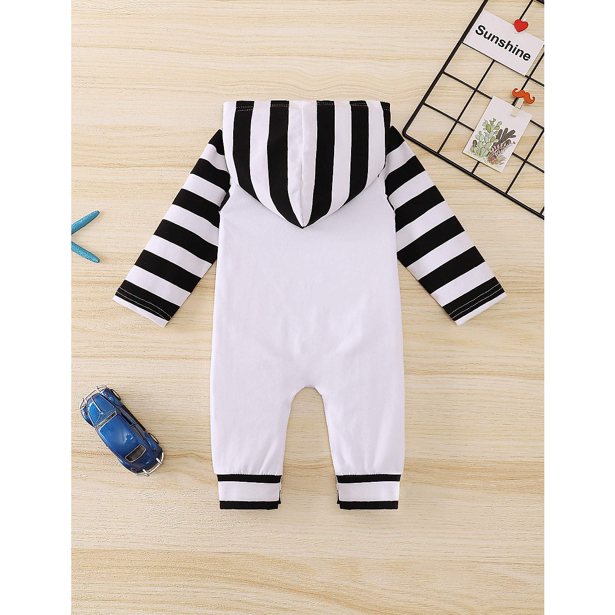 TUEMOS Baby New Year Romper Newborn Baby Boy Girl Clothes My First New Year Letter Print Stripe Hoodie Bodysuits Outfit