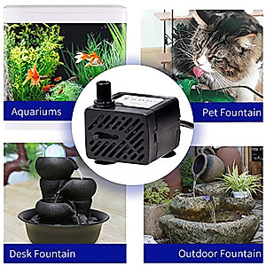 ILEBYGO 50 GPH 3W Mini Submersible Water Pump for Aquariums, Fish Tank,Wave Maker Pump, Pond, Fountain, Hydroponics
