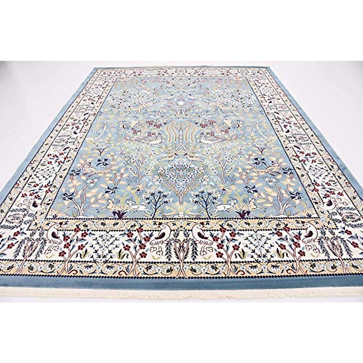 Unique Loom Narenj Collection Classic Traditional Textured Hunting Design Area Rug, 8 ft x 10 ft, Blue/Tan