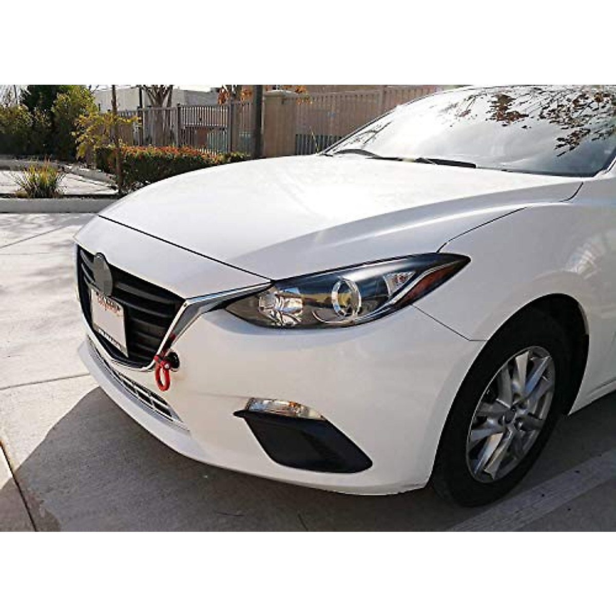 iJDMTOY Red Track Racing Style Tow Hook Ring Compatible With 2014-up Mazda3 Mazda6, 2013-up Mazda CX-5 & 2016-up Mazda MX-5, Made of Lightweight Aluminum