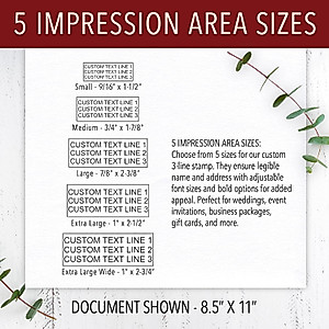 Custom Address Stamp - 5 Font Options - 3 Line Self-Inking Address Stamp - Up to 3 Lines of Customized Text | Multiple Ink Color Options