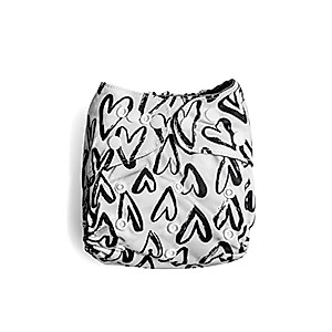 Elle Belle Baby 3 Stain Resistant - Charcoal Bamboo Lined All in one Diapers & 6 Charcoal Bamboo Inserts (Black & White)