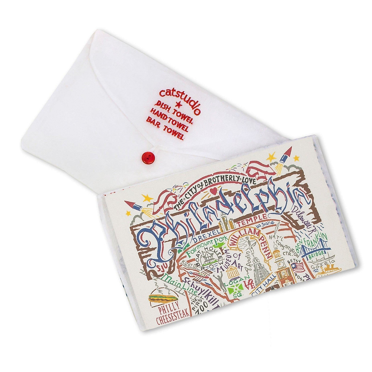Catstudio Philadelphia Dish Towel - U.S. City Souvenir Kitchen and Hand Towel with Original Artwork - Perfect Tea Towel for Pennsylvania Lovers, Travel Souvenir