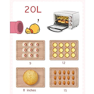 Tabletop Electric Oven 20L Multifunctional Small Oven Bread Baking Machine 1200W Includes Grilled Net, Enamel Pickup Clamp and Baking Pan