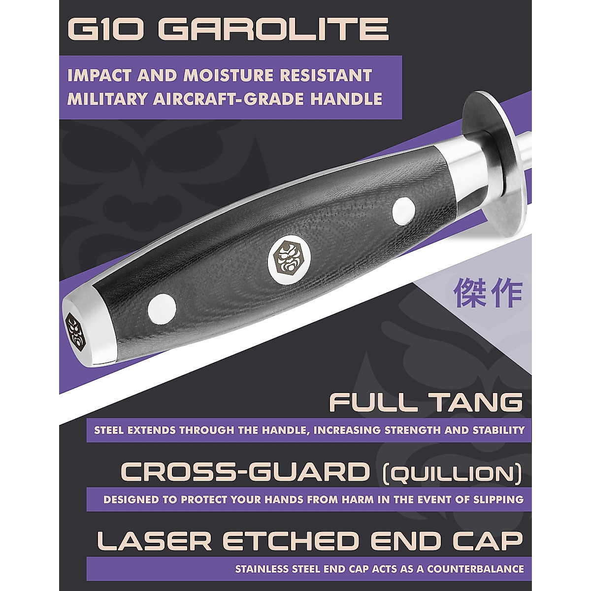 KESSAKU Annihilator Meat Cleaver - 9 inch - Dynasty Series - Stand and Sheath - Razor Sharp Massive Heavy Duty Butcher Knife - 3lbs - 6mm Thickness - German High Carbon Steel - G10 Garolite Handle