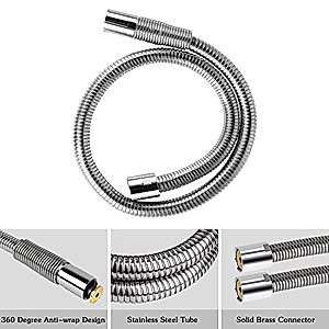 TBER Commercial Pre-rinse Sprayer Hose Replacement Kit for Pre rinse Faucet with 7/8”-20 UN Female Ends, 38” Flexible Stainless Commercial Dish Sprayer Sink Hose