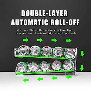 Soda Can Organizers Bins, 2 PCS Wide Plastic Water Bottle Storage, Stackable Clear Refrigerator Organizer Bins, Food Storage Dispensers for Freezer Cabinet Countertops Fridge Kitchen