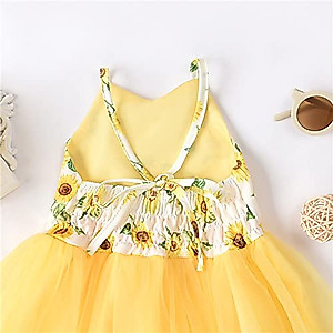 Toddler Baby Girls Summer Dress Sunflower Straps Princess Tulle Tutu Dress Sundress