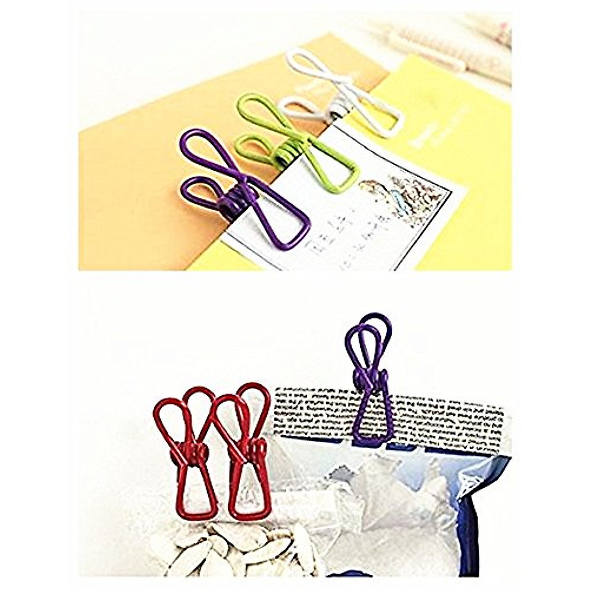 50pcs Steel Wire Clip,Colorful Vinyl-Coated Windproof Clothespin(Mixed Colors) by Alimitopia