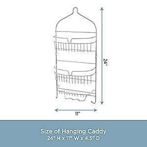 Kenney Rust-Resistant Heavy Duty 3-Tier Large Hanging Shower Caddy with Suction Cups and Four Razor Holders, Chrome