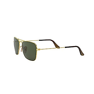 Ray-Ban RB3136 Caravan Square Sunglasses, Gold Havana/G-15 Green, 58 mm
