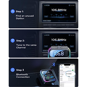 JOYROOM Bluetooth 5.3 FM Transmitter Car Adapter, [Stronger Dual Mics & HiFi Deep Bass Sound], 48W PD&QC3.0 USB C Car Charger Cigarette Lighter Adapter, Hands-Free Calling Radio Stereo Receiver