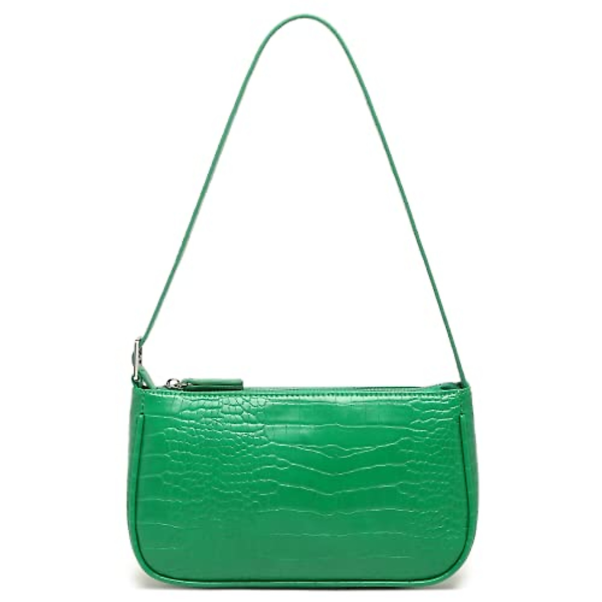 WSRYDJDL Small Purse for Women, Adjustable Shoulder Bags Crocodile Pattern Clutch Purse with Zipper Closure Retro (Green)