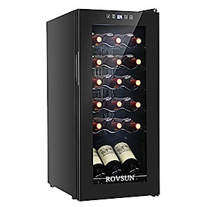 ROVSUN 18 Bottle Wine Fridge, Freestanding Compressor Wine Cooler Refrigerator, Beverage Wine Chiller with Digital Temperature Control & Double-layer Glass Door for Red White Wine, Champagne, Beer