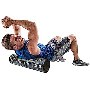 GoFit Dense Foam Massage Roller - with 12 Printed Exercises, GF-GDRL,Black