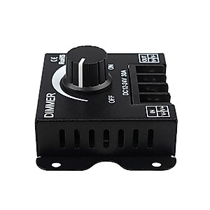XIXIAN 12-24V 30A LED Light Dimmer Stepless Dimming PWM Dimmer Switch Knob Manual Brightness Adjuster Controller Memory Function for Single-Color LED Lights Strips 5050 3528