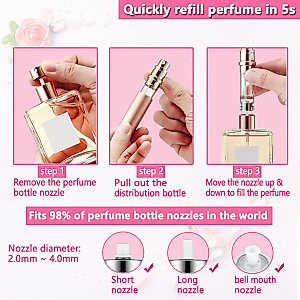 ANTOKX Travel Perfume Bottle Refillable Atomizer - 5ML Perfume Atomiser, Pocket Perfume Dispenser, Scent Pump Case, Leakproof Portable Perfume Sprayer for Women and Men (Rose Gold)