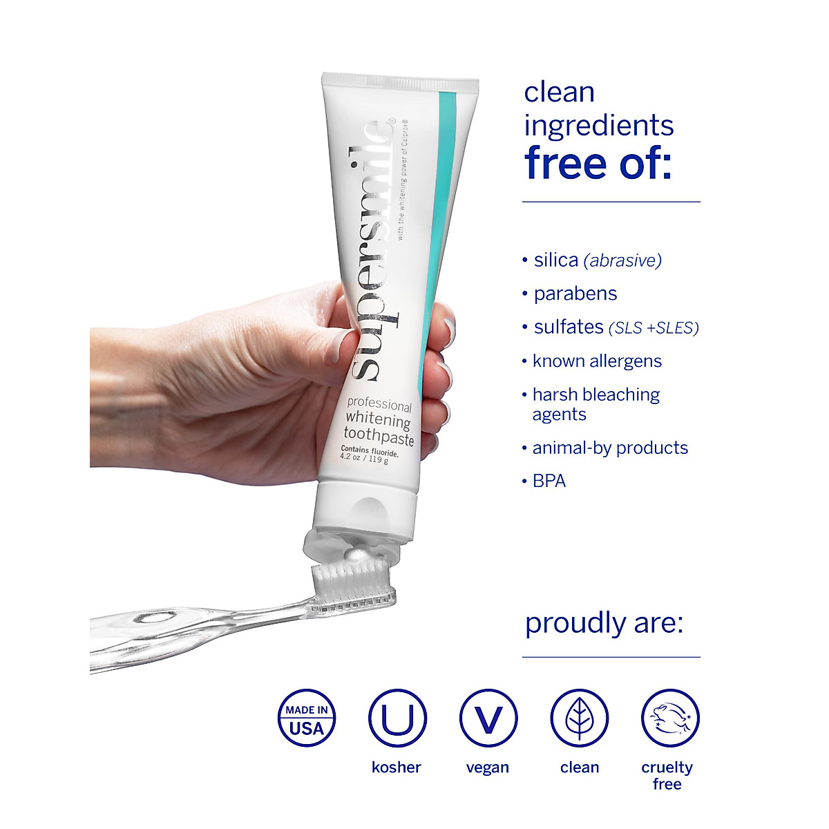 Supersmile Professional Teeth Whitening Toothpaste with Fluoride, Original Mint, 4.2 Oz