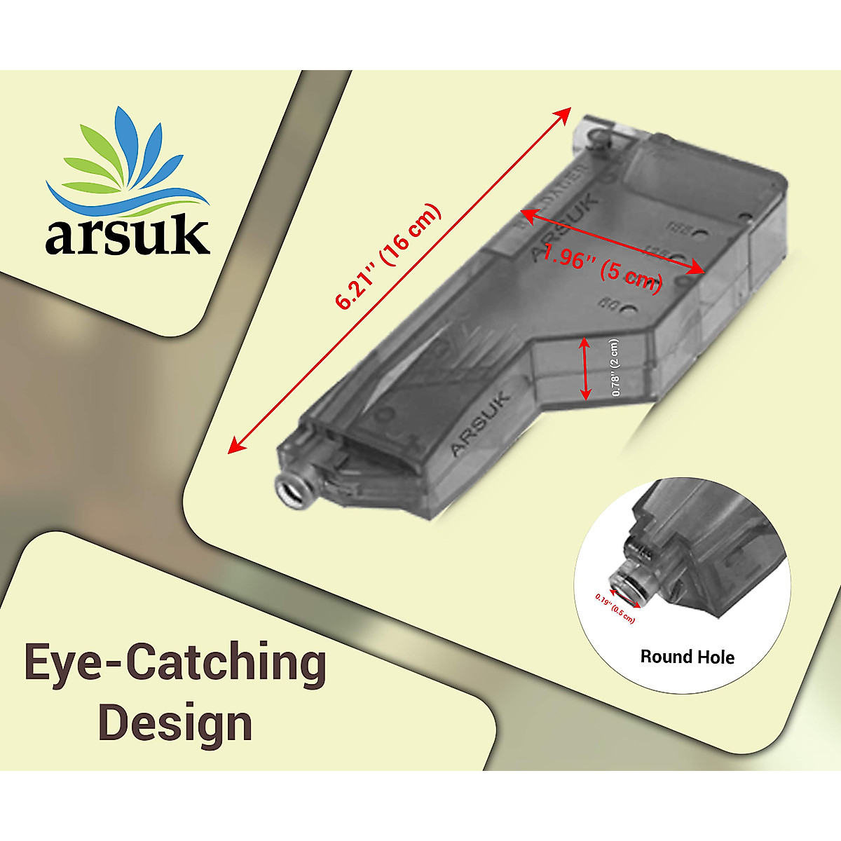ARSUK Airsoft Speed Loader with Adapter for 6mm bb Pellets, Paintball Magazine Fast Quick Loading Airsoft Tool Accessory for 155 Rounds