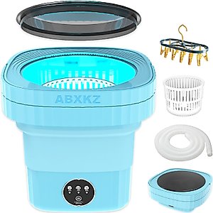 ABXKZ Portable Washing Machine, Mini Washing Machine Foldable, 6.5L Small Washer Machine and Dryer, Intelligent Bucket Laundry Machine w/ 3 Modes Deep Cleaning Baby Clothes, Underwear, Socks, Travel